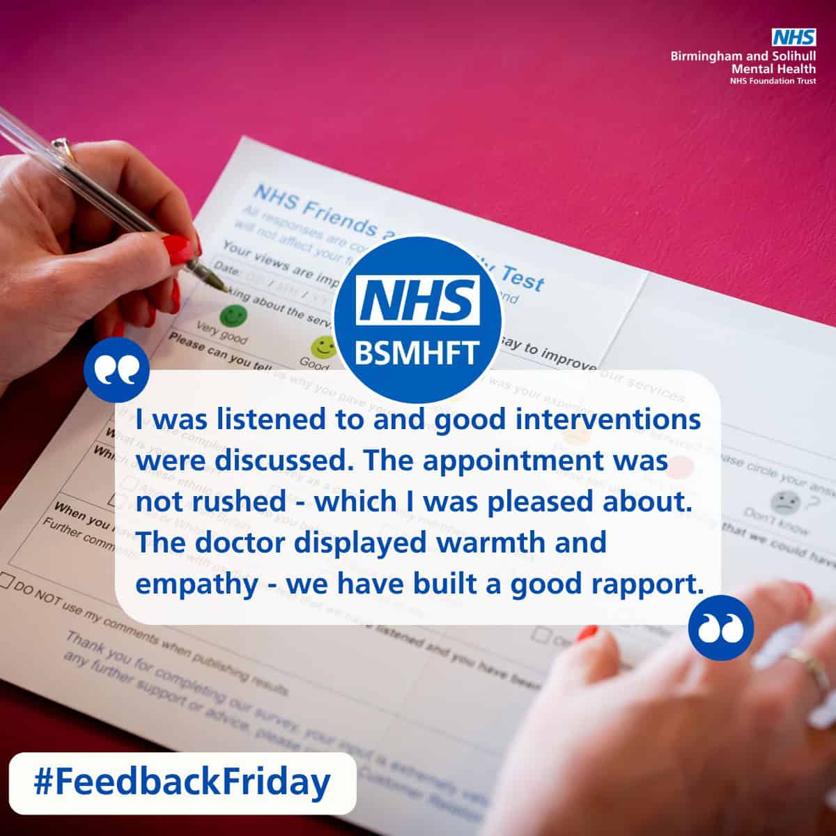 Feedback Friday - Sutton Community Mental Health Team - Birmingham and ...